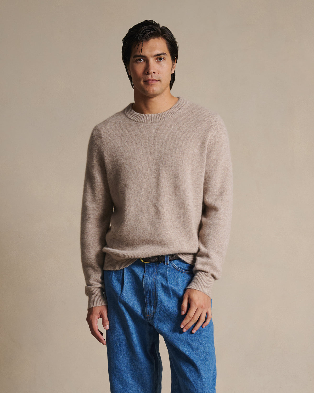 Cashmere Crew Neck - Oatmeal | P Johnson Cashmere Crew Neck - Oatmeal | P Johnson