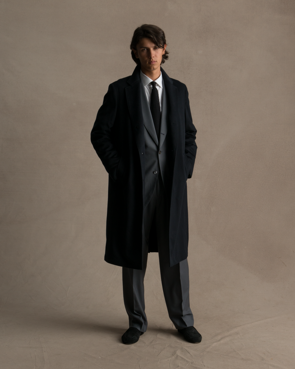 Navy Wool Cashmere Travel Coat