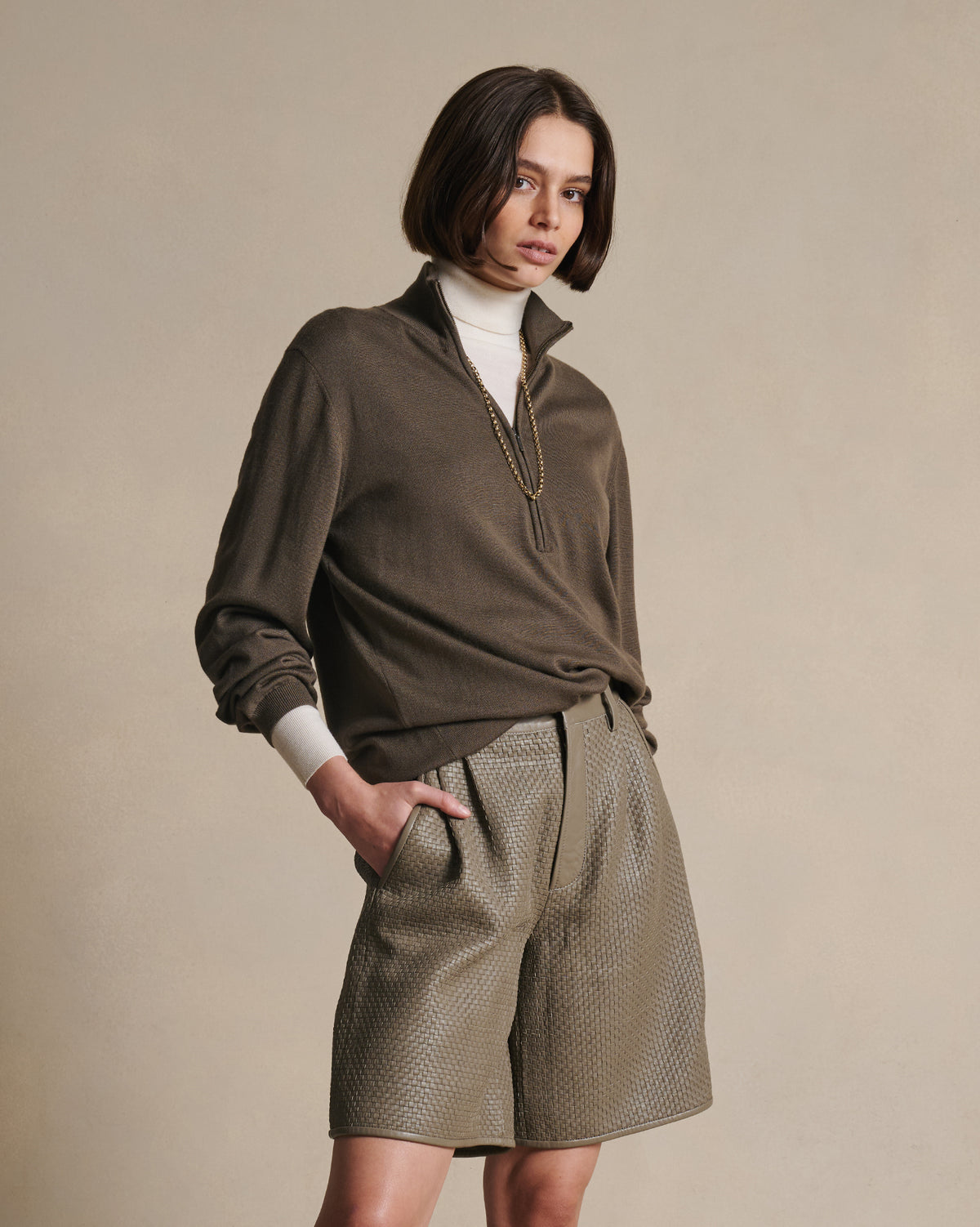 Cass Merino Quarter Zip - Moss