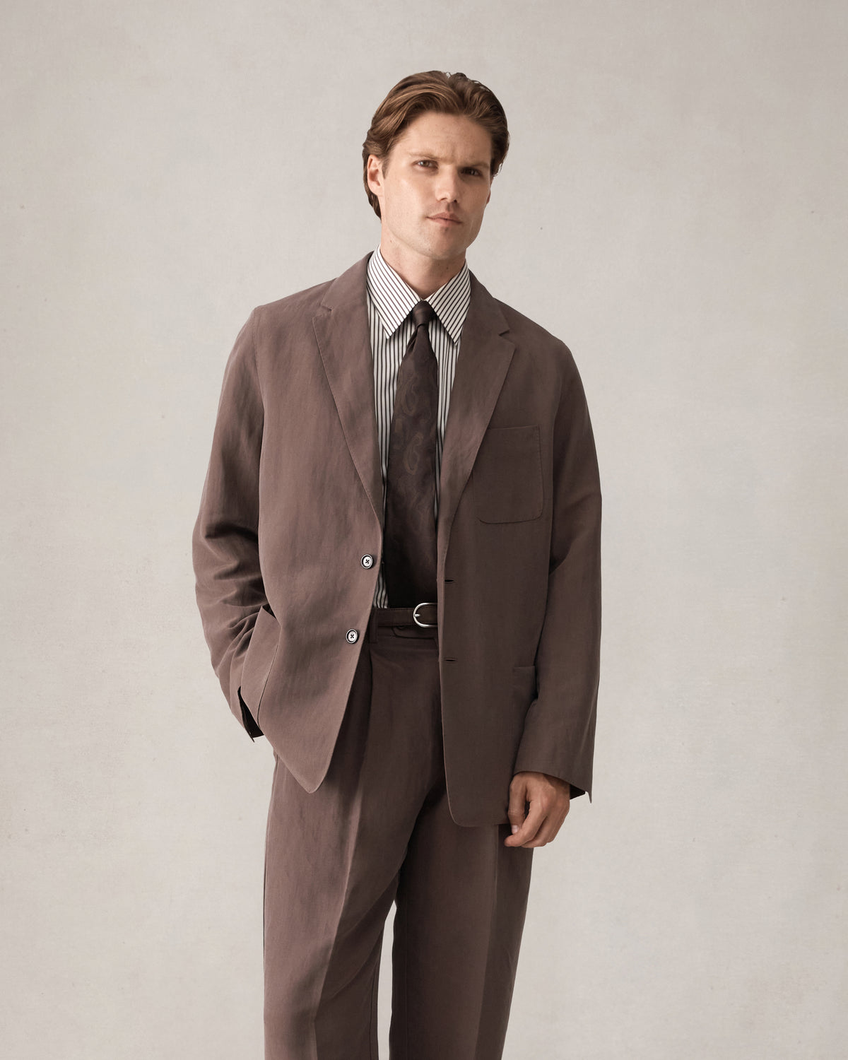 Slack Jacket - Chocolate Silk Linen